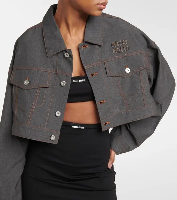 Miu Miu Cropped Virgin Wool Jacket