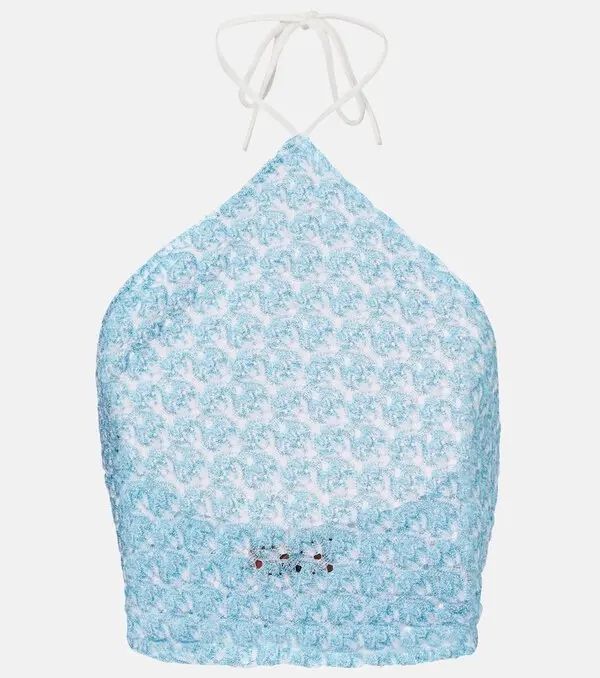 Missoni Crochet Halterneck Top - Blue