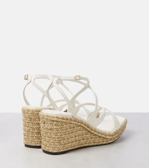JIMMY CHOO Ayla 85 Leather Espadrille Wedges