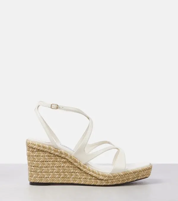 JIMMY CHOO Ayla 85 Leather Espadrille Wedges