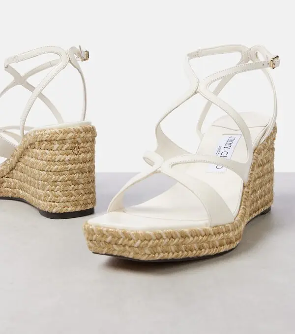 JIMMY CHOO Ayla 85 Leather Espadrille Wedges