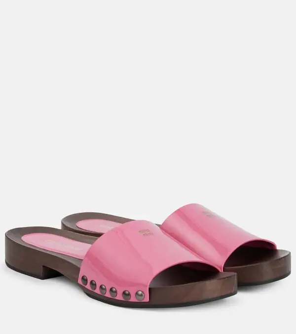 Miu Miu Patent Leather Clogs - Pink