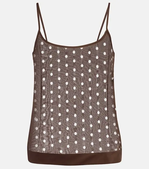 Dries Van Noten Polka Dot Silk-blend Tank Top - Brown
