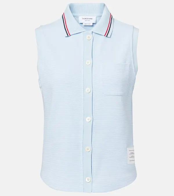 Thom Browne Sleeveless Cotton Polo Shirt