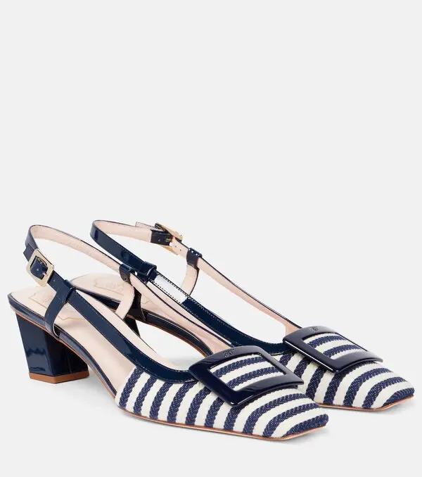 ROGER VIVIER Belle Vivier 45 Canvas Slingback Pumps - Multicoloured