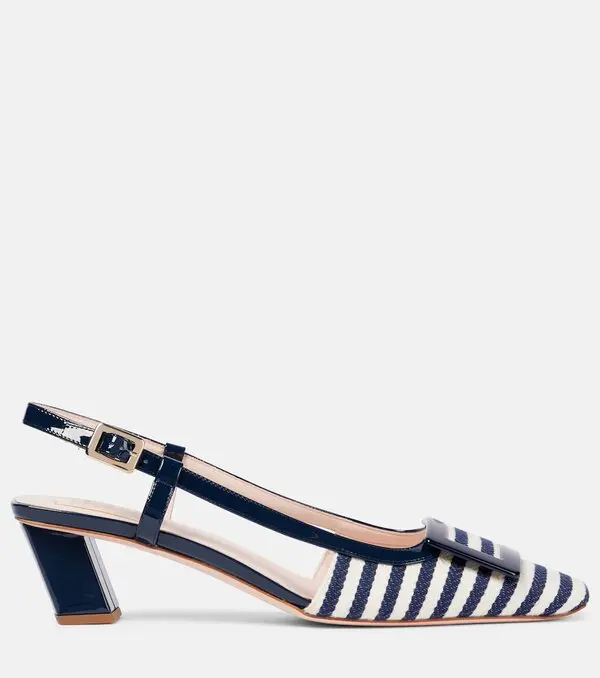 ROGER VIVIER Belle Vivier 45 Canvas Slingback Pumps - Multicoloured