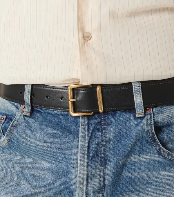 Miu Miu Leather Belt With Buckle Fastening - Black