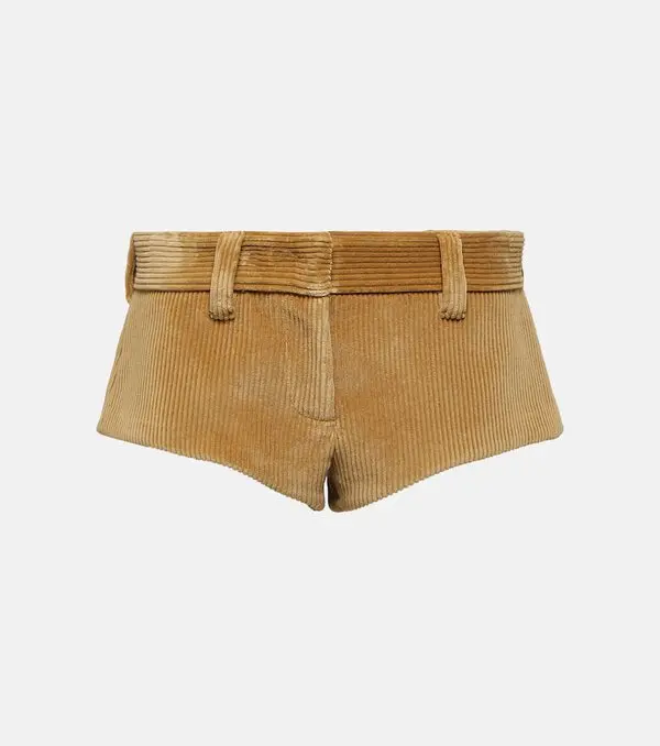 Miu Miu Low-Rise Corduroy Shorts Brown Editorialist