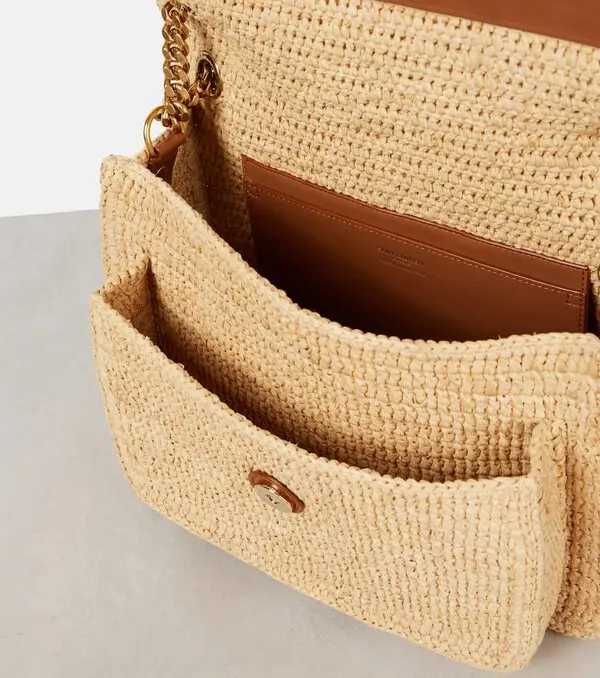 Saint Laurent Niki Medium Raffia Shoulder Bag - Beige