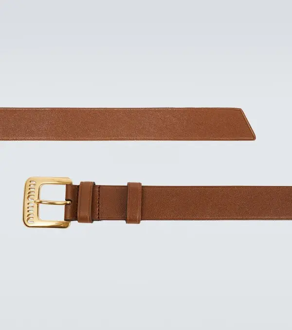 Miu Miu Logo Leather Belt - Brown