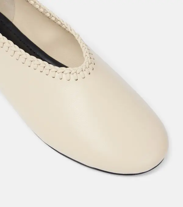 A.emery Park Embroidered Leather Ballet Flats - Beige