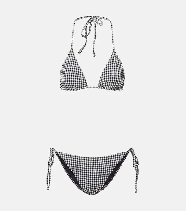 Hunza G Sabrina Gingham Seersucker Bikini - White