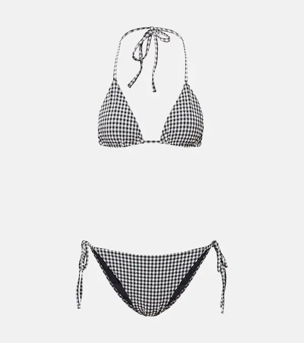 Hunza G Sabrina Gingham Seersucker Bikini - White