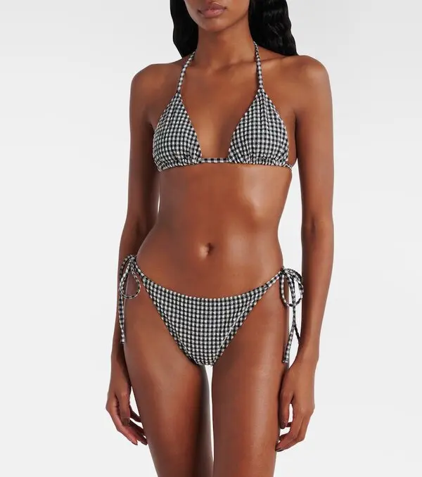 Hunza G Sabrina Gingham Seersucker Bikini - White