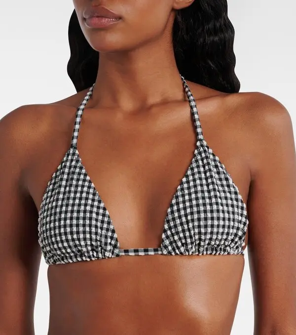 Hunza G Sabrina Gingham Seersucker Bikini - White