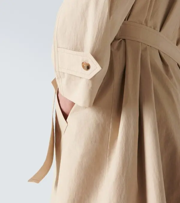 Miu Miu Logo Cotton Gabardine Trench Coat