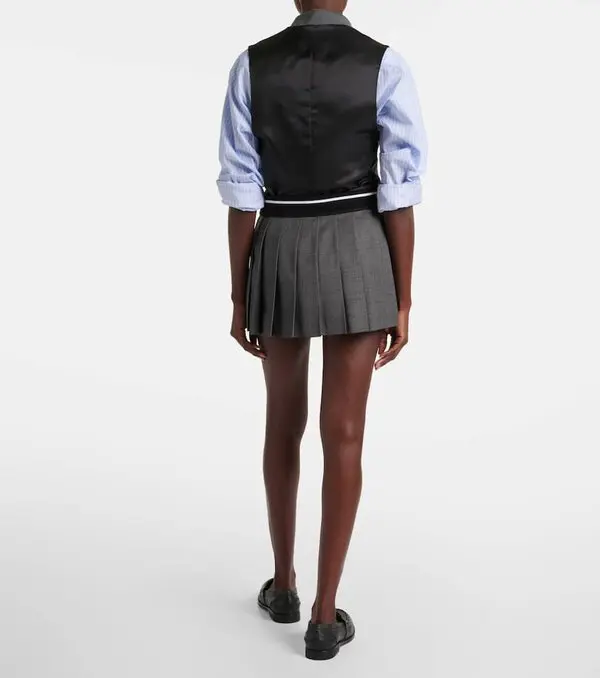 Miu Miu Pleated Virgin Wool Mini Skirt