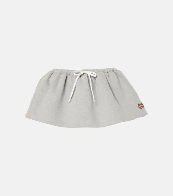 Miu Miu Logo Cotton Fleece Miniskirt