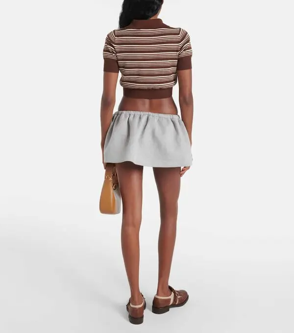 Miu Miu Logo Cotton Fleece Miniskirt