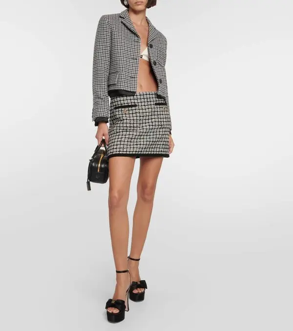 Miu Miu Checked Bouclé Miniskirt