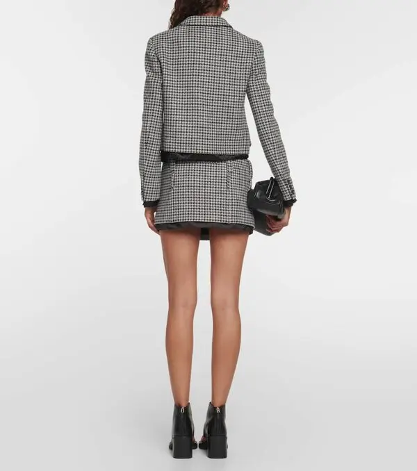 Miu Miu Houndstooth Wool Miniskirt