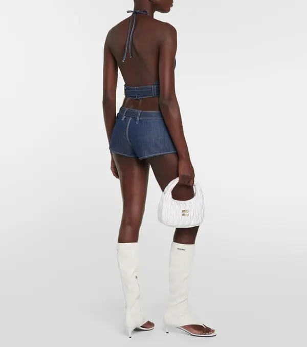 Miu Miu Embellished Denim Bralette - Blue