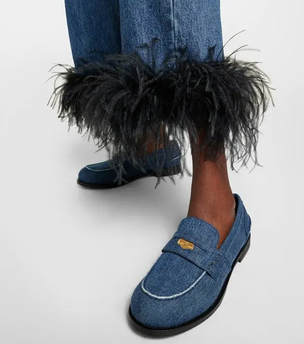 Miu Miu Logo Denim Loafers