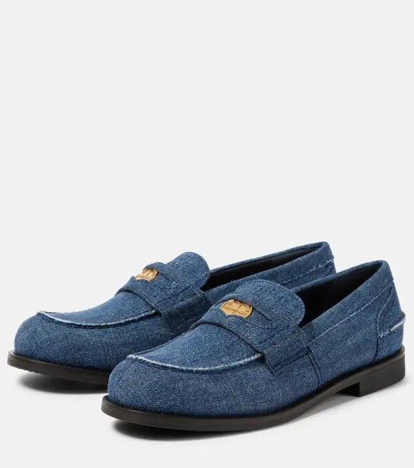 Miu Miu Logo Denim Loafers