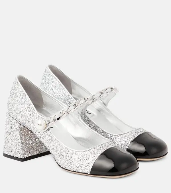 Miu Miu Glitter Mary Jane Pumps