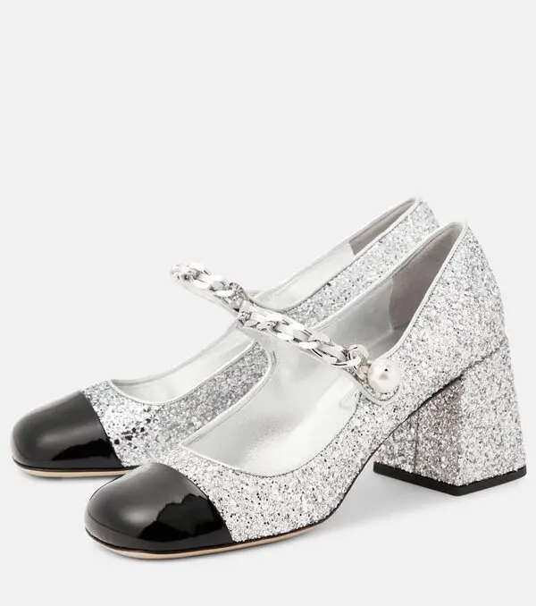 Miu Miu Glitter Mary Jane Pumps
