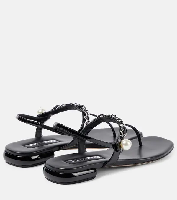 Miu Miu Patent Leather Thong Sandals