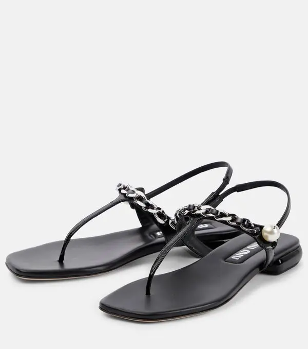 Miu Miu Patent Leather Thong Sandals