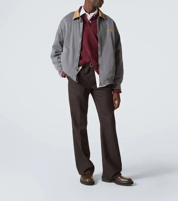 Miu Miu Velvet-trimmed Cotton Chambray Blouson - Grey