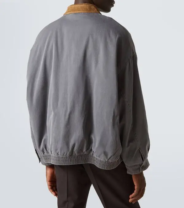 Miu Miu Velvet-trimmed Cotton Chambray Blouson - Grey