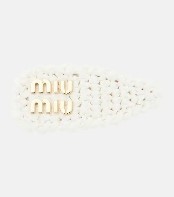 Miu Miu Logo Crochet Hair Clip - White