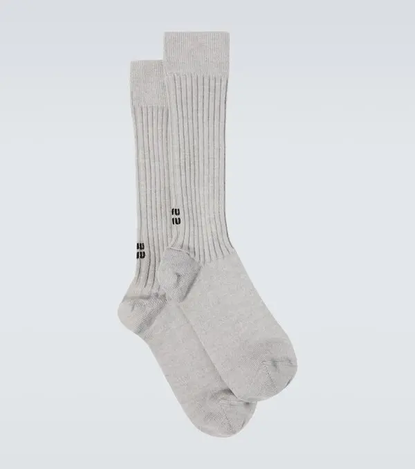 Miu Miu Wool-blend Ribbed Socks - Grey