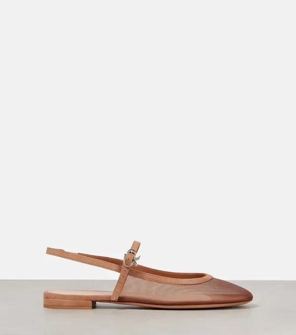 GIANVITO ROSSI Organza Slingback Flats - Brown