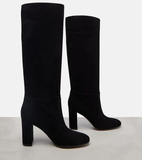 GIANVITO ROSSI Glen 85 Suede Knee-high Boots - Black