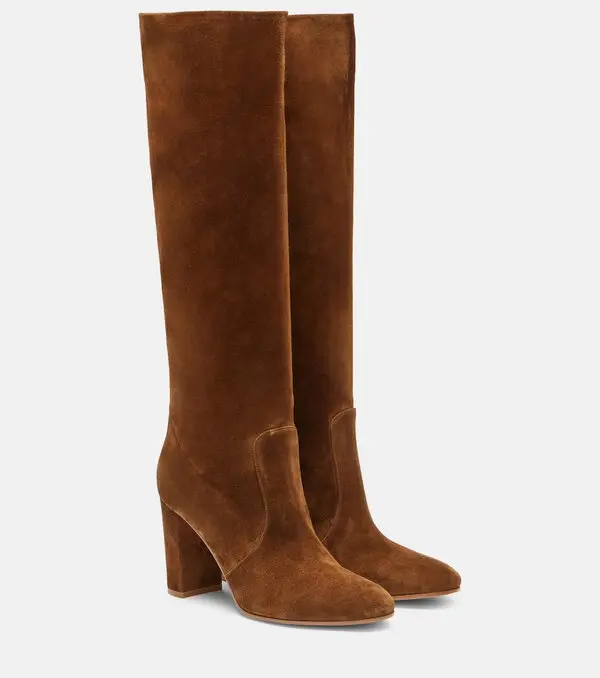 GIANVITO ROSSI Glen 85 Suede Knee-high Boots - Brown