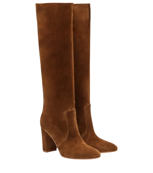 GIANVITO ROSSI Glen 85 Suede Knee-high Boots - Brown