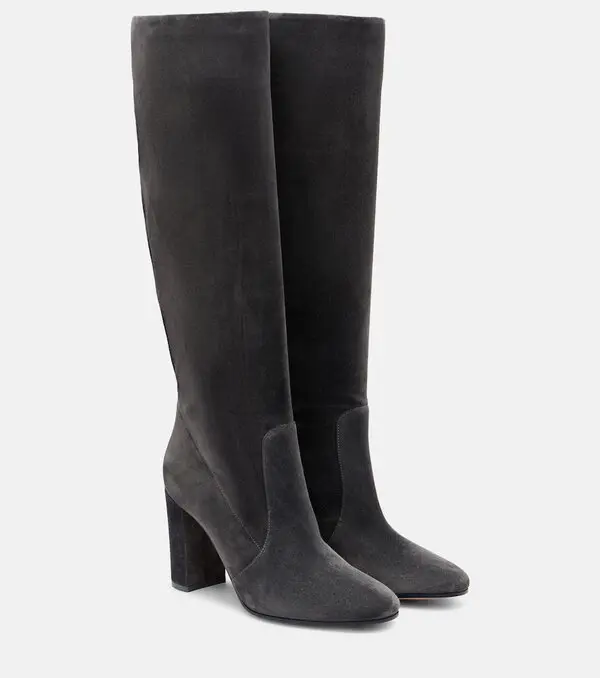 GIANVITO ROSSI Glen 85 Suede Knee-high Boots - Grey
