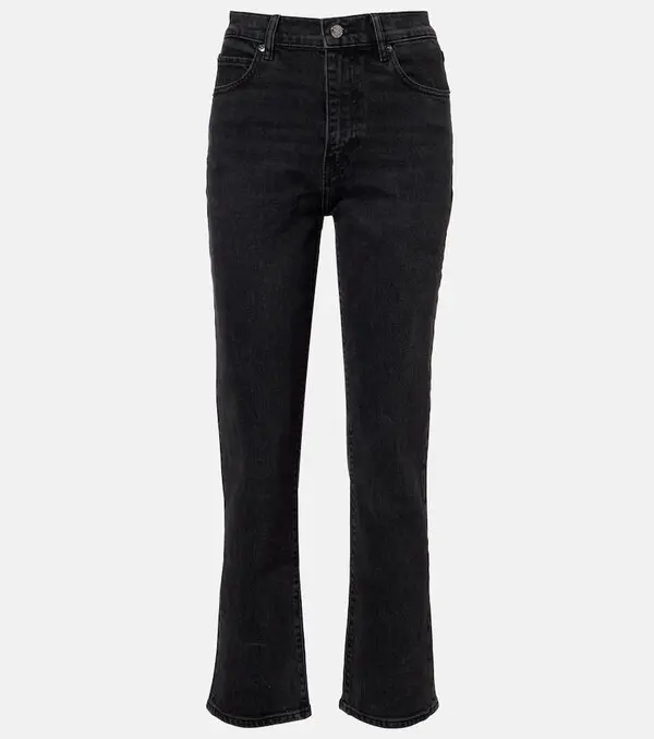 FRAME Ruler Cropped Straight Jeans - Black