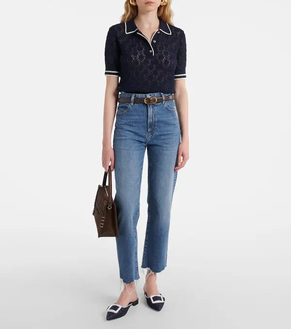FRAME Ruler Cropped Straight Jeans - Blue