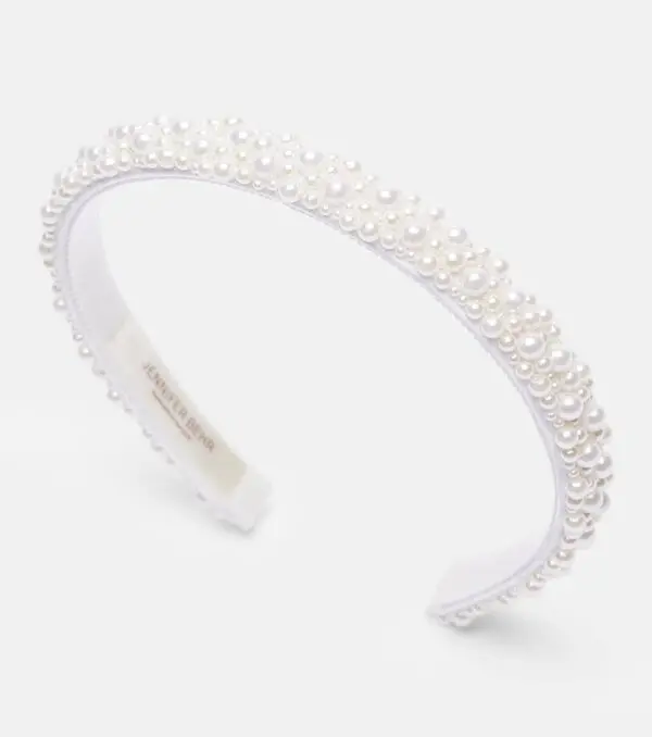 JENNIFER BEHR Bria Embellished Grosgrain Headband - White