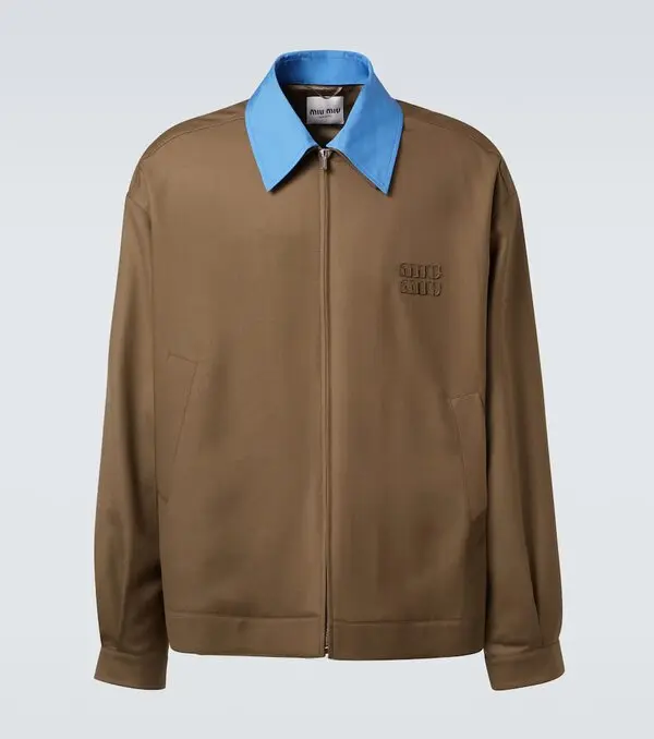 Miu Miu Logo Virgin Wool Gabardine Jacket