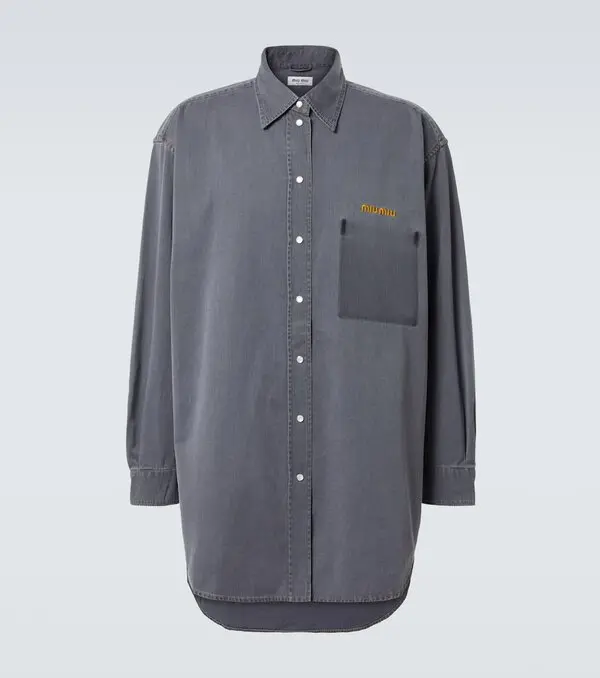 Miu Miu Logo Oversized Chambray Shirt