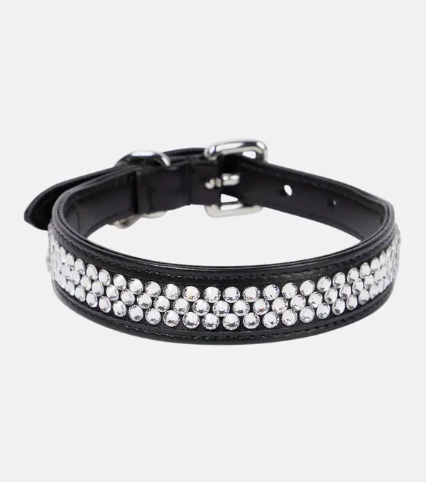 Miu Miu Embellished Leather Dog Collar - Black