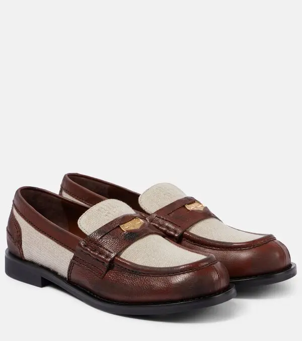 Miu Miu Leather-trimmed Loafers
