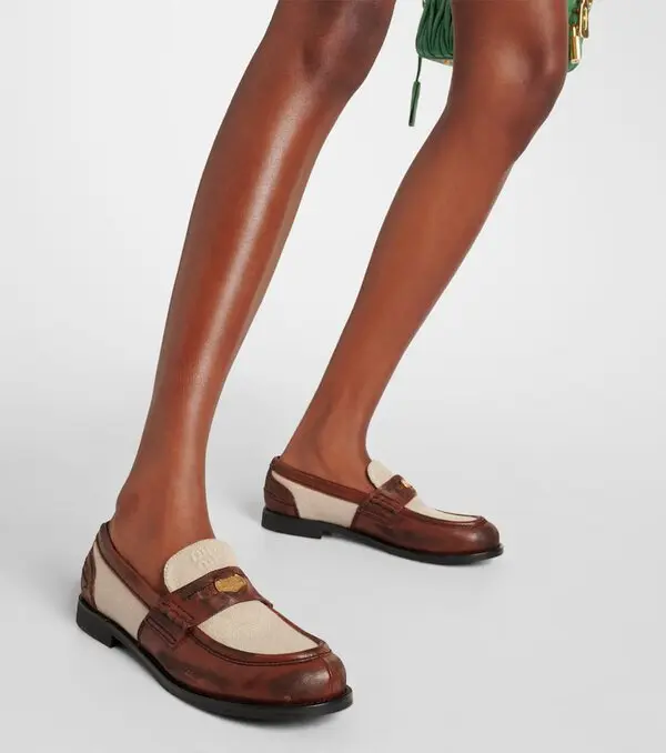 Miu Miu Leather-trimmed Loafers