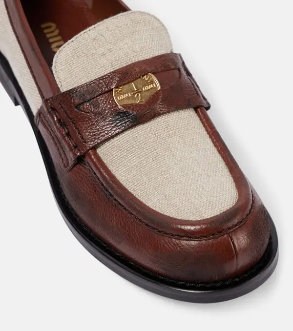 Miu Miu Leather-trimmed Loafers